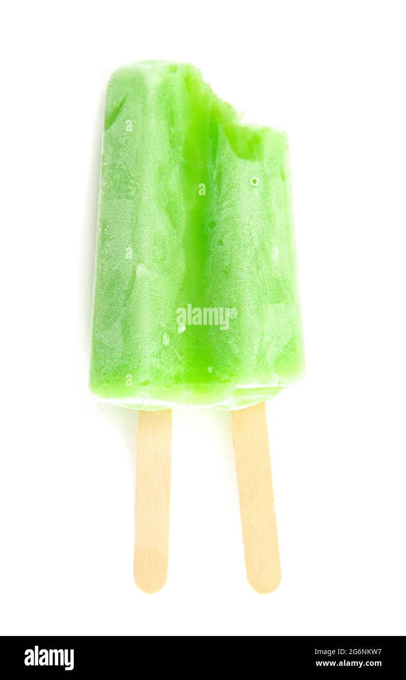 Green Double Stick Popsicle Isolated on a White Background Stock Photo ...