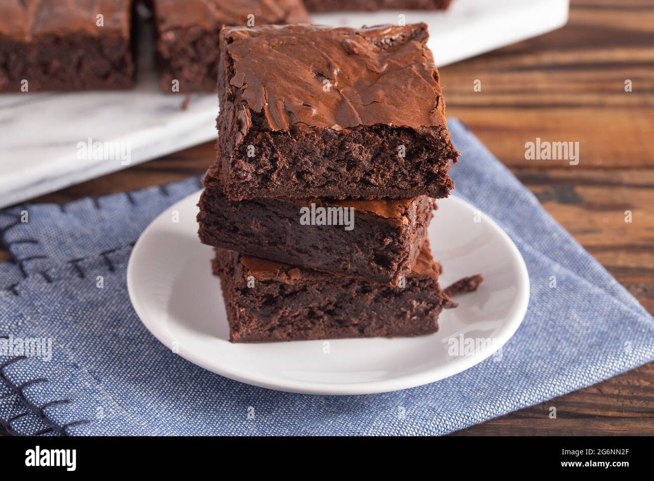 Stack of Homemade Double Chocolate Brownies Stock Photo - Alamy
