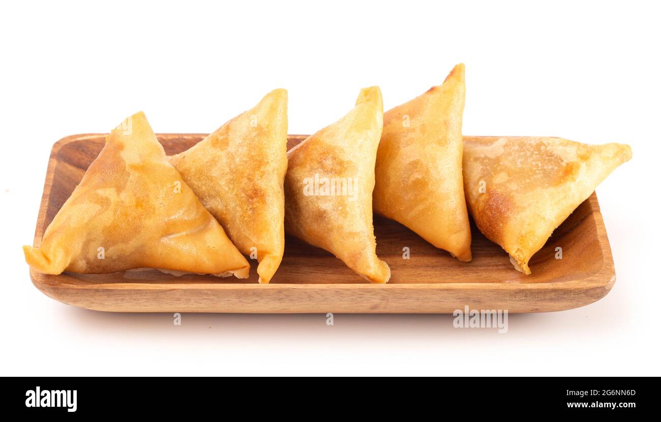 Vegetable Samosas Isolated on a White Background Stock Photo - Alamy