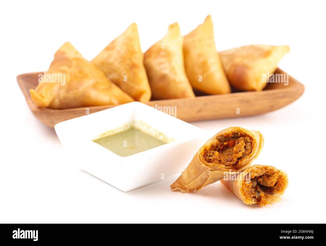 Vegetable Samosas Isolated on a White Background Stock Photo - Alamy