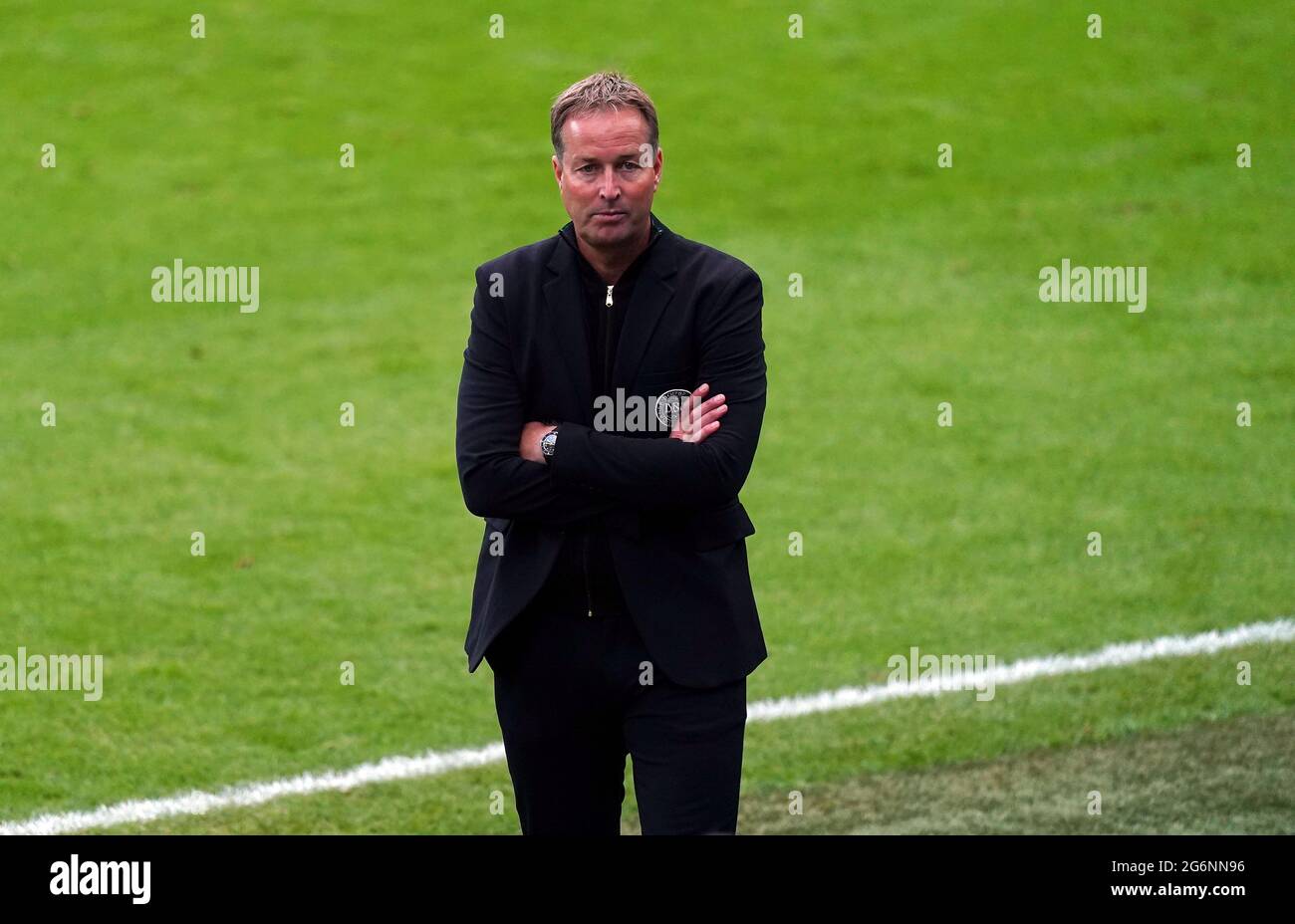 Denmark manager Kasper Hjulmand on the touchline during the UEFA Euro ...