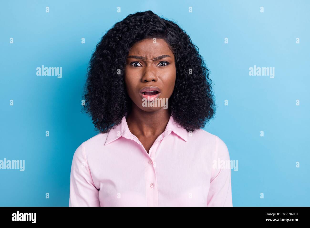 Portrait of attractive mad angry devastated wavy-haired girl mistake ...