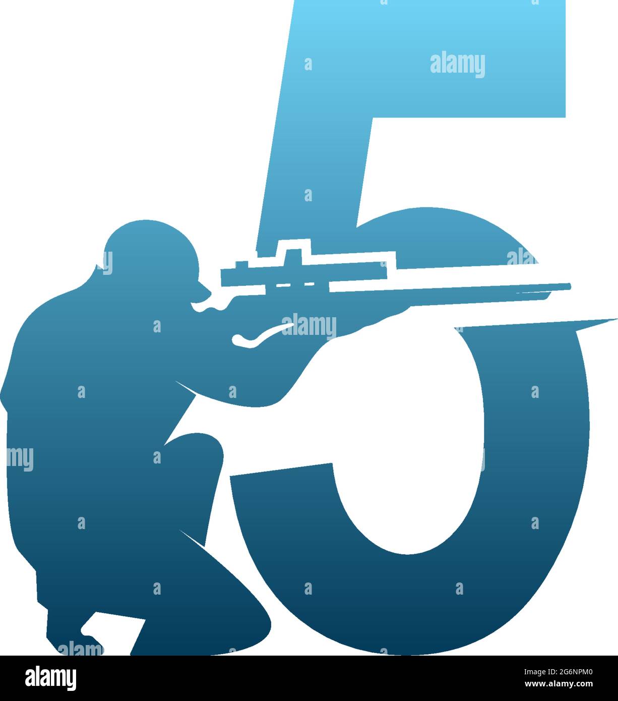 Number 5 with sniper icon logo design concept template vector Stock ...