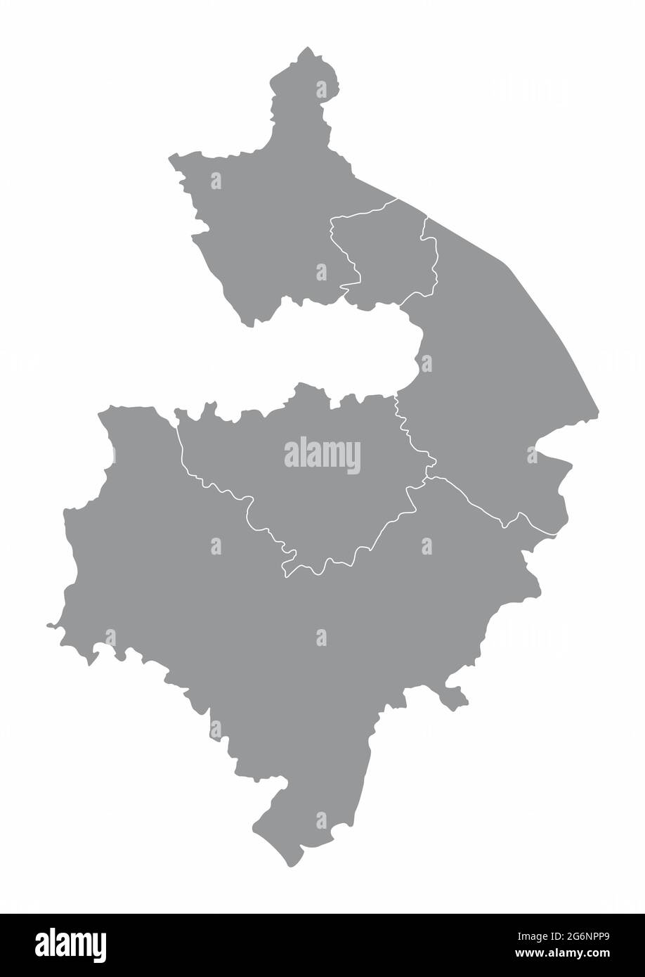 Warwickshire county administrative map isolated on white background ...