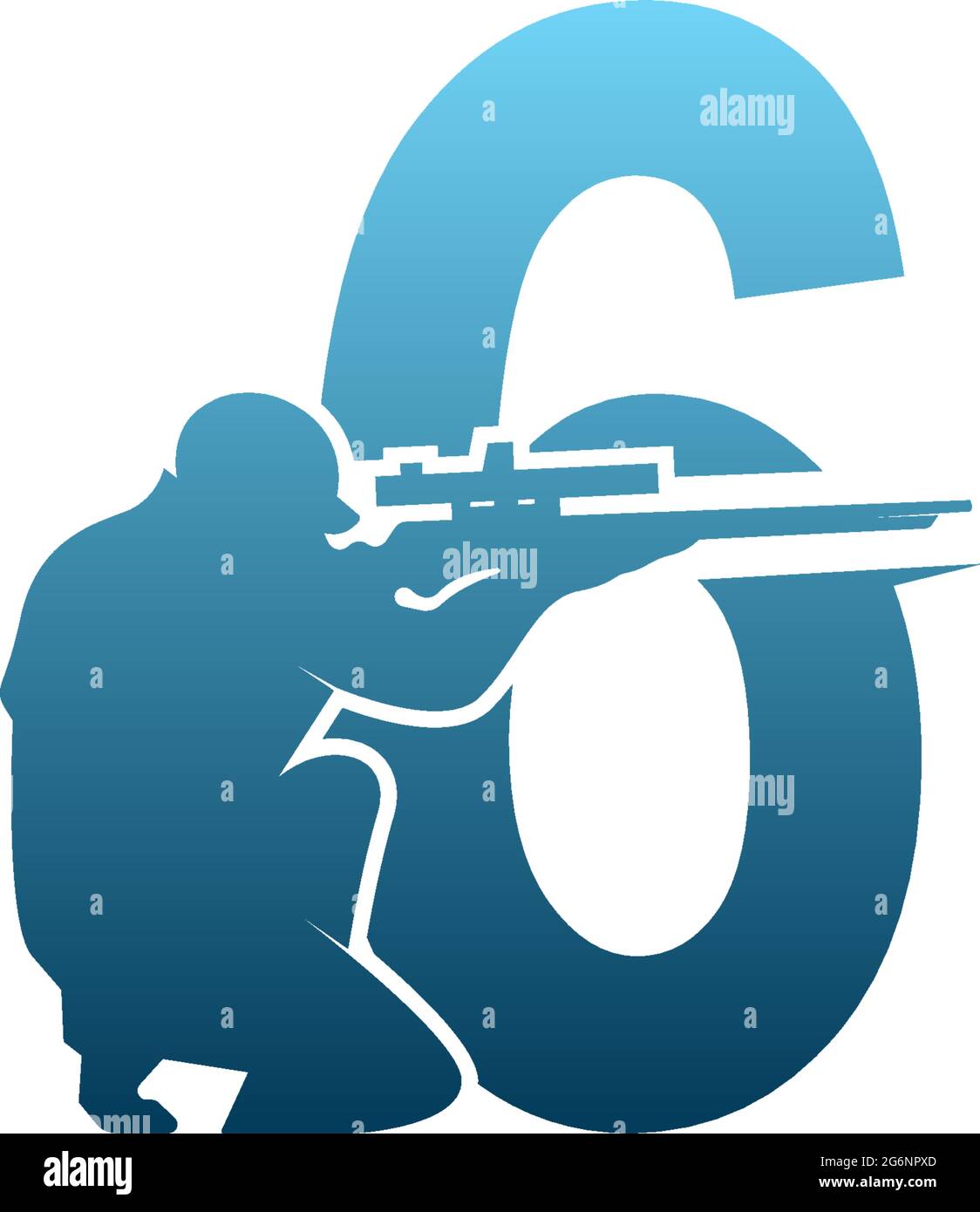 Number 6 with sniper icon logo design concept template vector Stock ...
