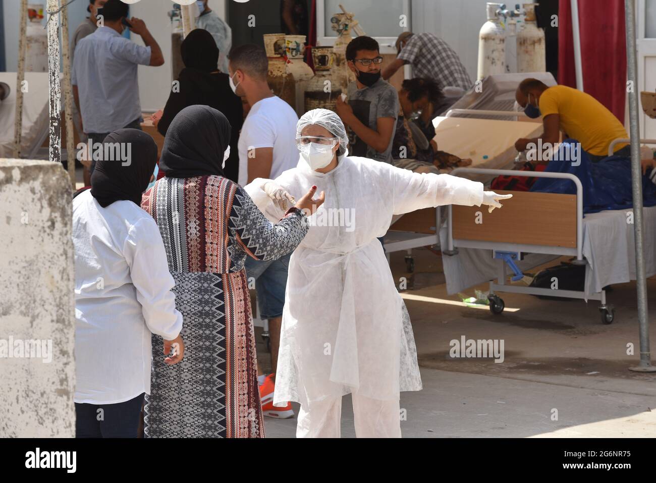 A medical staff member attends to a patient at the regional hospital ...