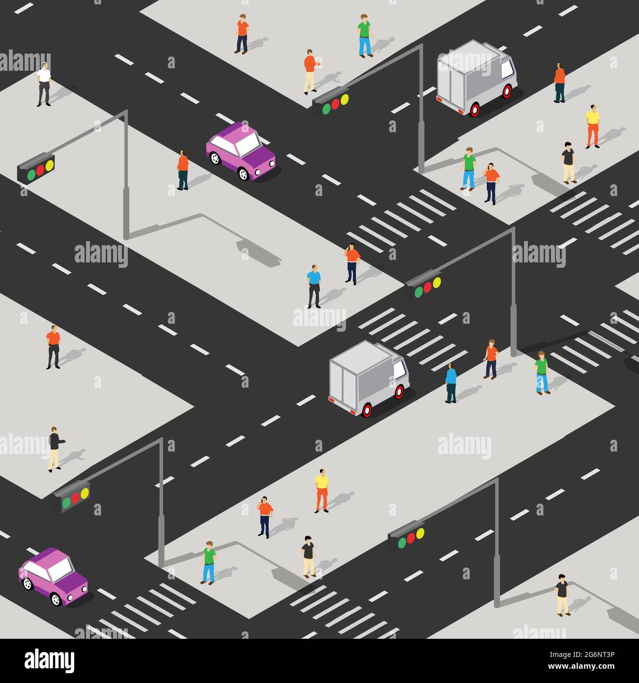 Isometric Street crossroads 3D illustration of the city Stock Vector ...