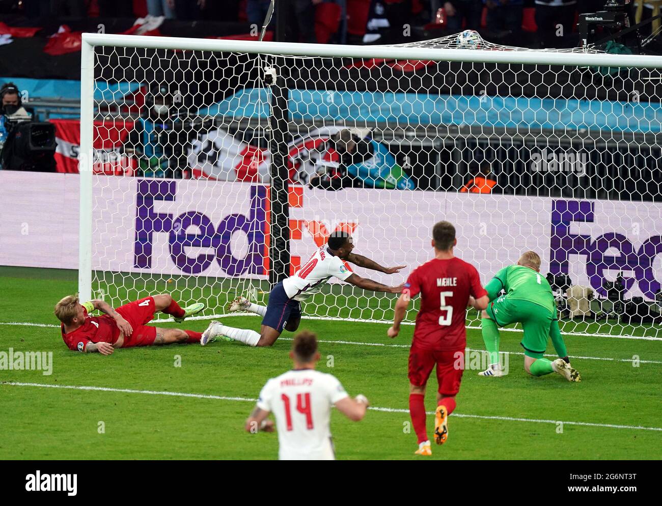 Denmark's Simon Kjaer scores an own goal for England’s first goal ...