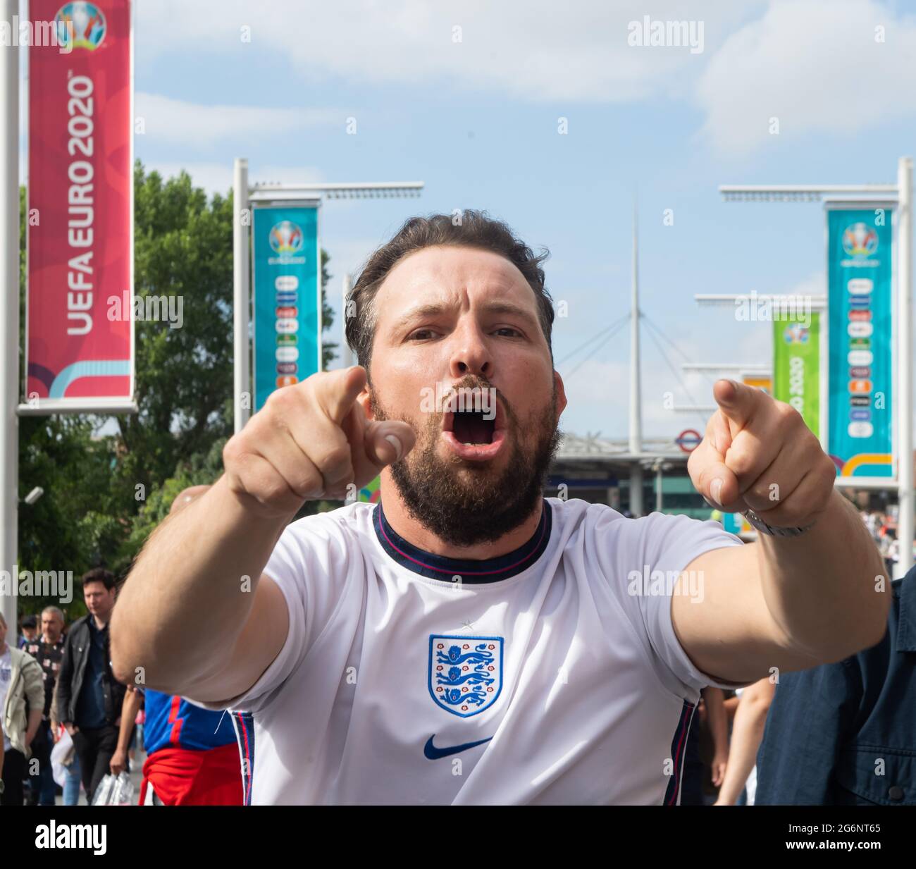 London, UK. 7th July, 2021. England fans excited before the UEFA Euro ...
