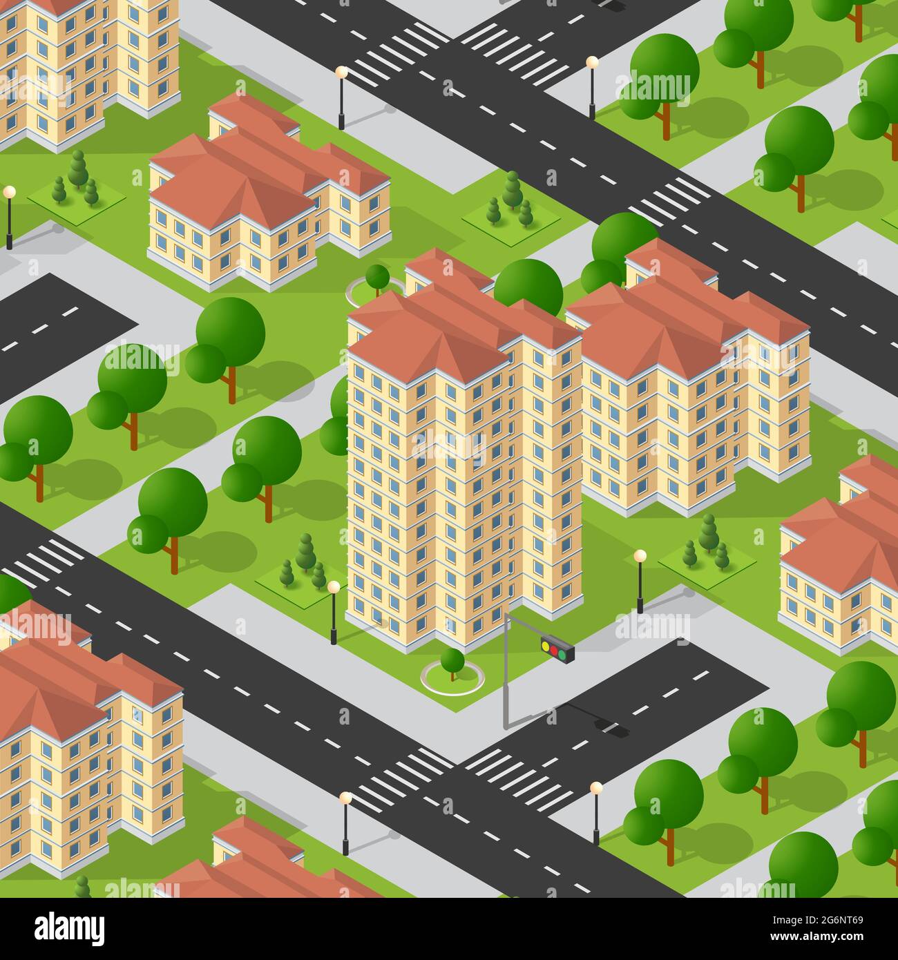 Isometric 3d street downtown architecture district part Stock Vector ...