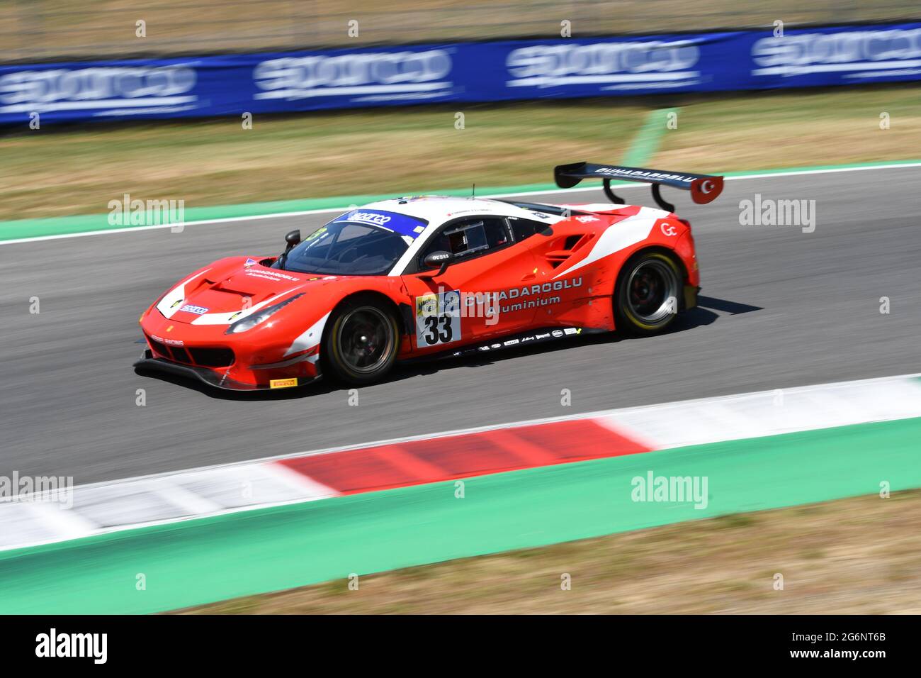 Scarperia, IT July 2, 2021: Ferrari 488 GT3 Evo of Team Kessel Racing ...