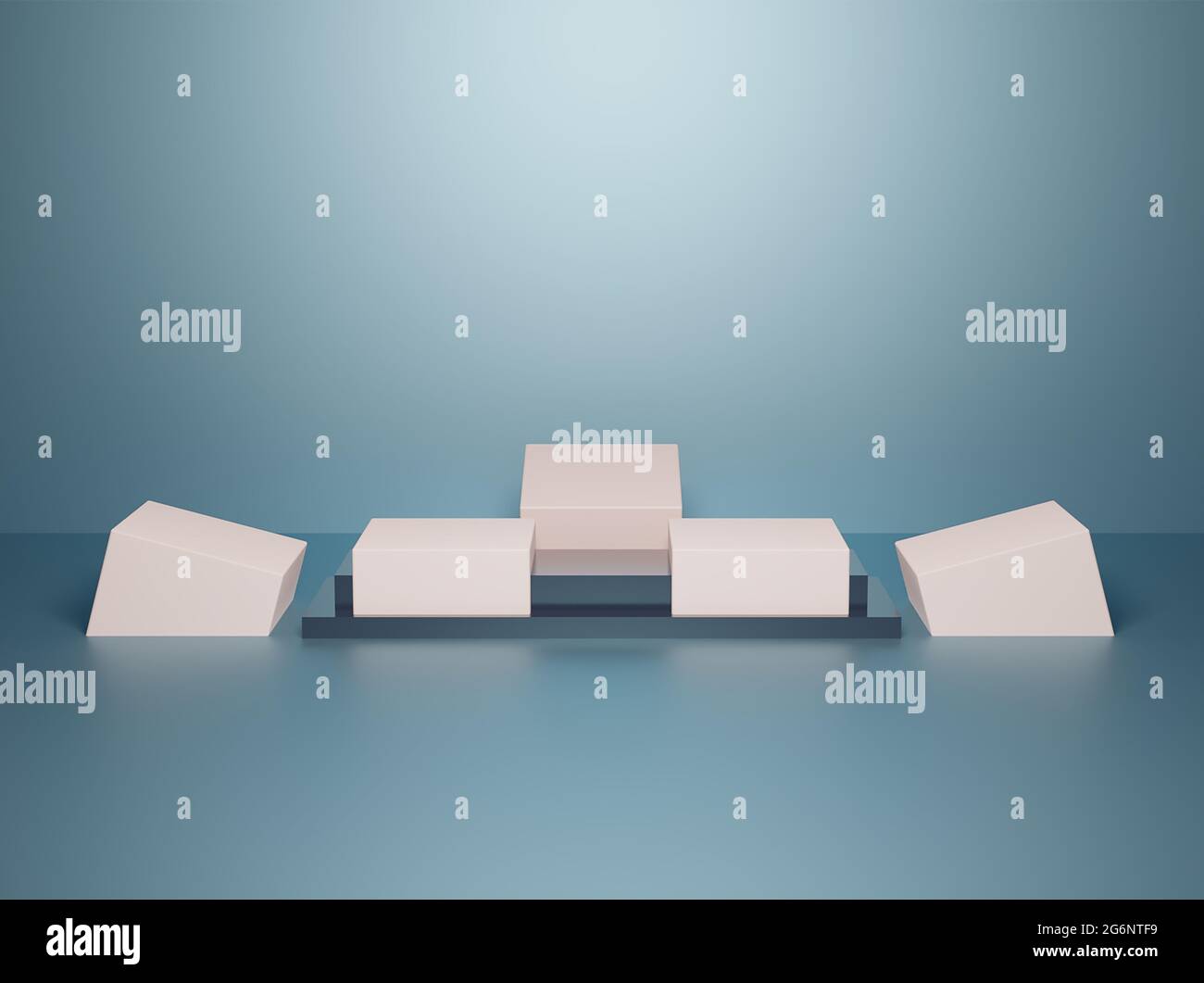 3D shiny podium on a floor. Reflection on floor. Podiums or stages of ...