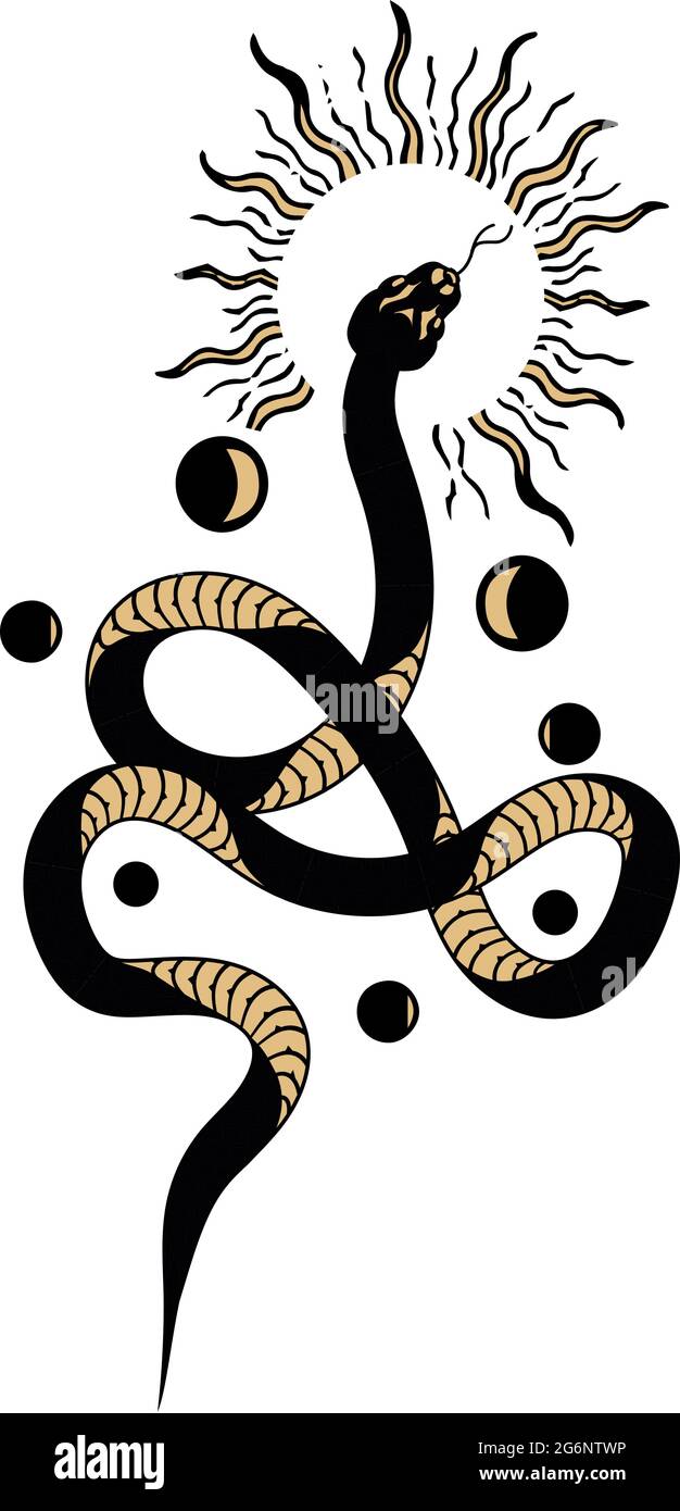 Isolated bohemian vector illustration. Esoteric snake, serpent and the ...