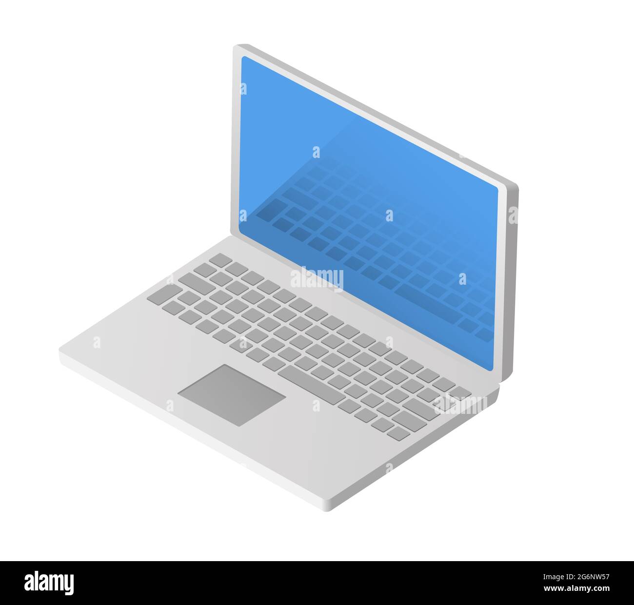 Single Isometric Personal Computer with a screen and keyboard Stock ...