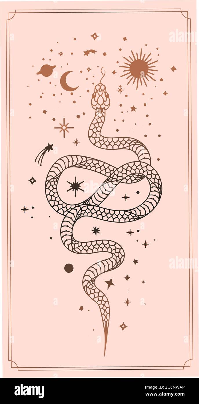 Alchemy esoteric mystical magic celestial talisman with snake, sun ...