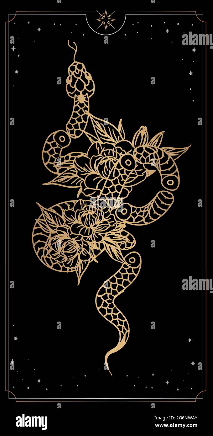 Isolated bohemian vector illustration. Esoteric snake, serpent and the ...