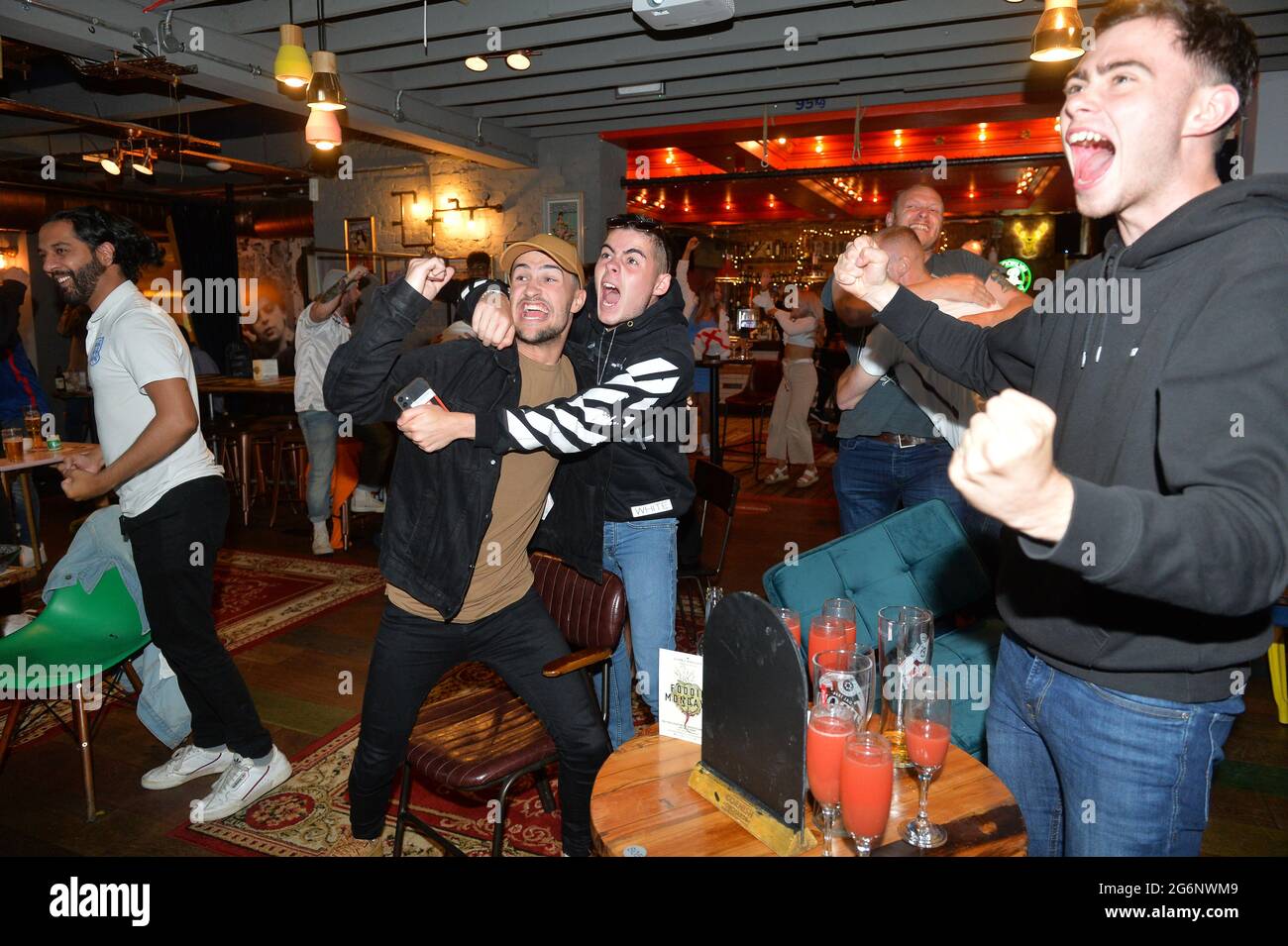 Leicester, Leicestershire, UK 7th July 2021. UK News. Football fans ...