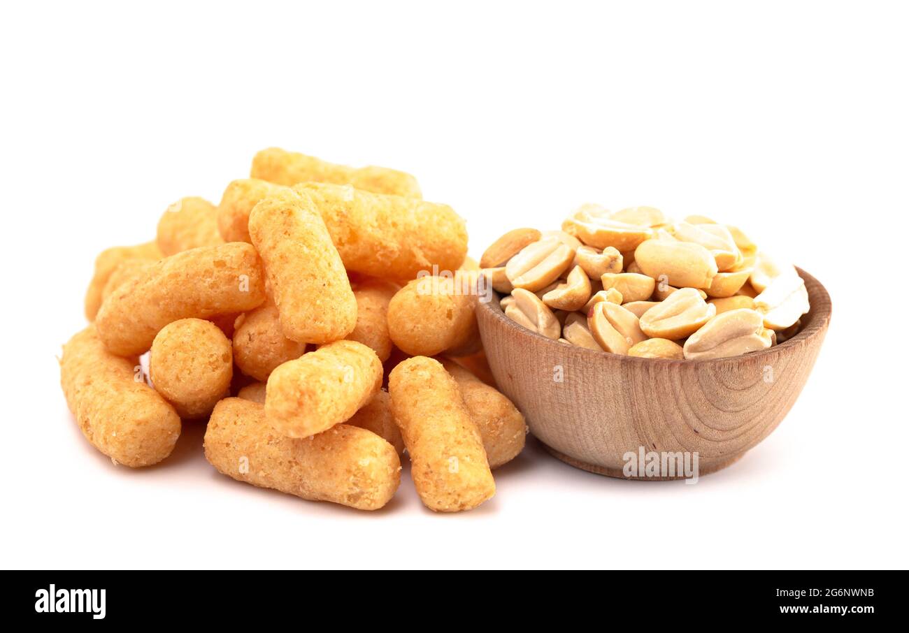Peanut Butter Puffs Isolated on a White Background Stock Photo - Alamy