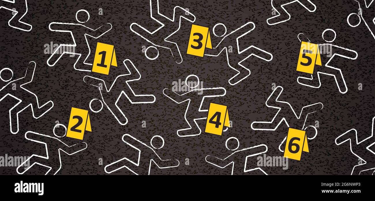 Chalk outline from the murder scene. Crime scene, place of murder ...