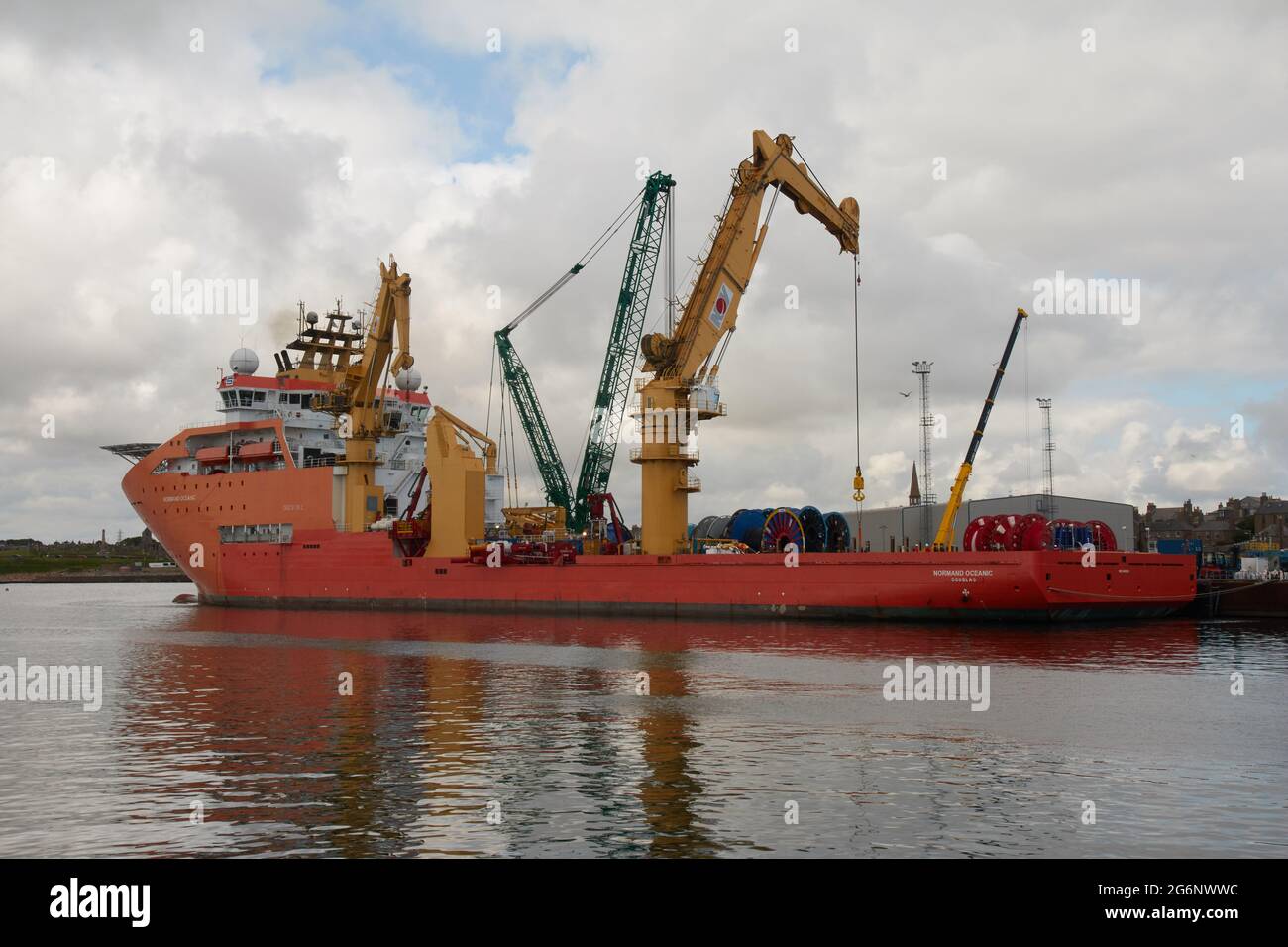 Oil Rig Supply Vessel In Peterhead Harbour Stock Photo - Alamy
