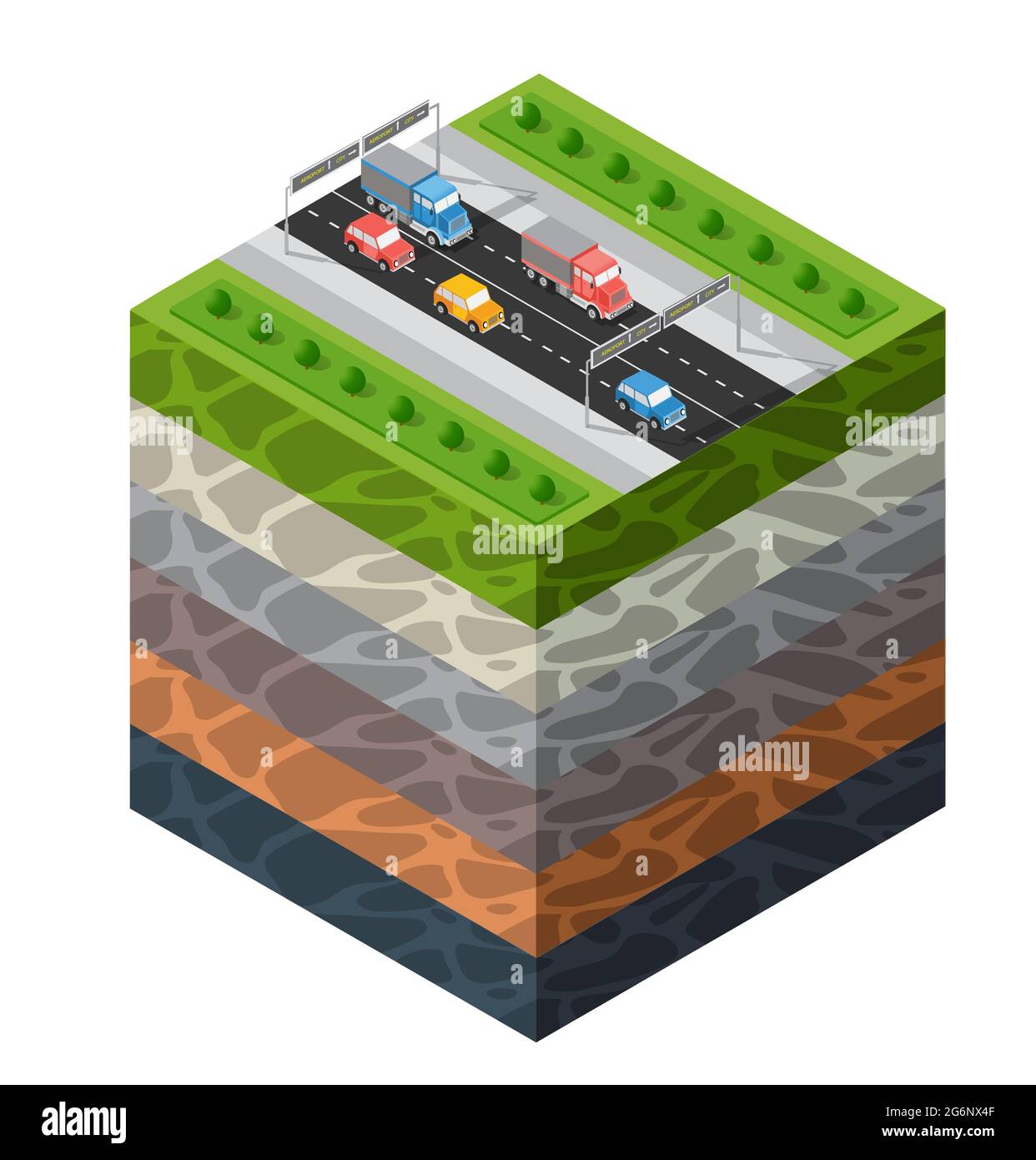 Highway traffic Soil layers geological and underground Stock Vector ...