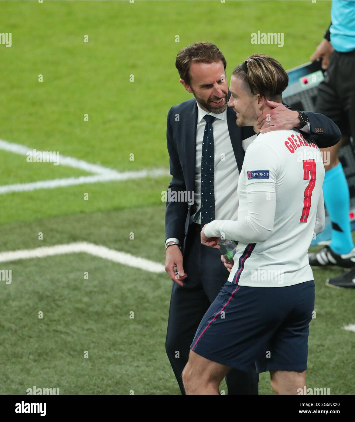 GARETH SOUTHGATE, JACK GREALISH, ENGLAND V DENMARK, 2021 Stock Photo ...
