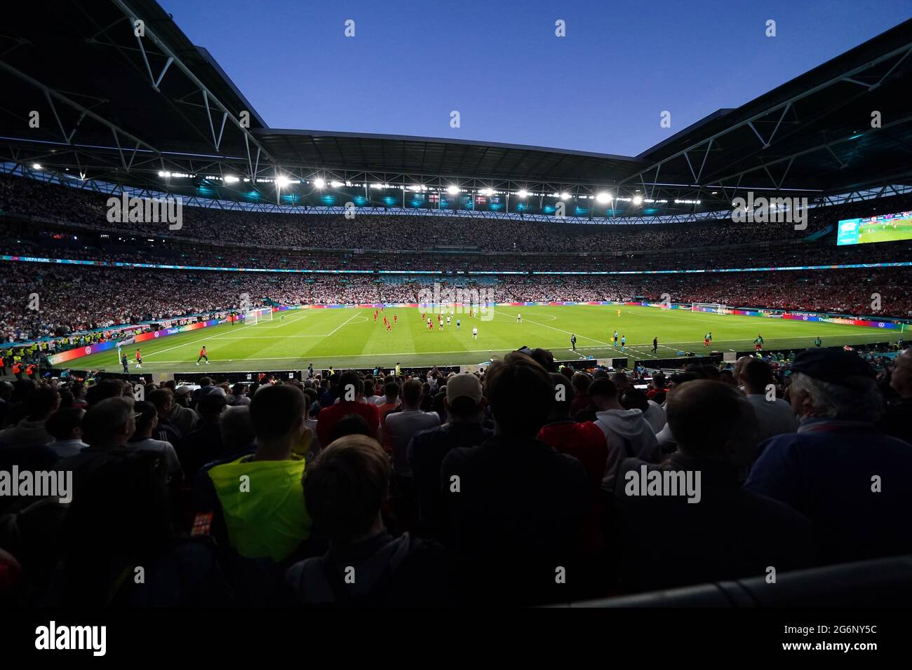 A general view of the action on the pitch from the stands during the ...