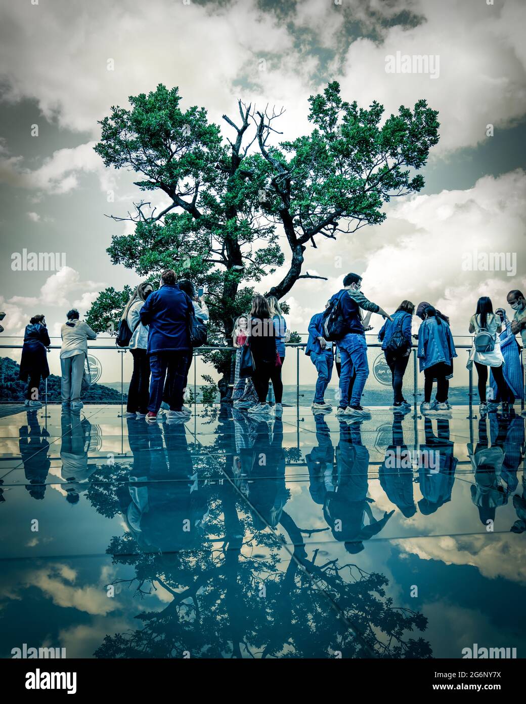 Masukiye, Kartepe, Kocaeli, Turkey-June 5 2021: People enjoy glass ...