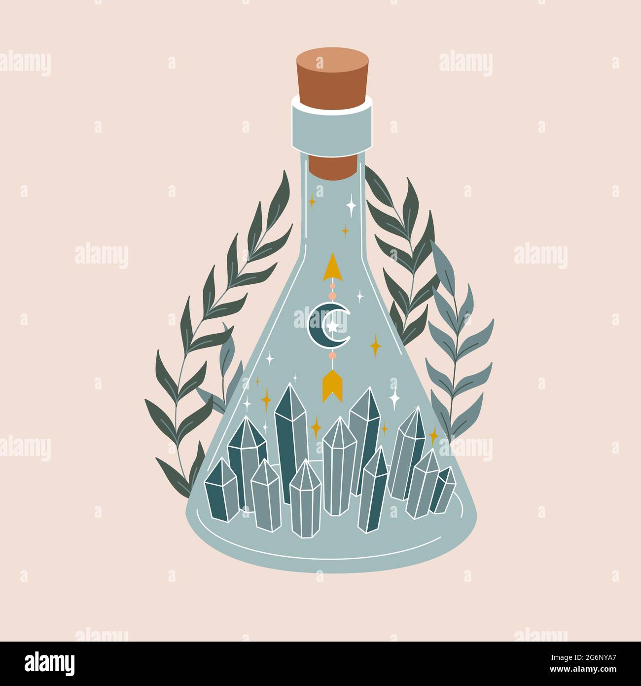 Magic bottle. Vintage potion. Witchcraft art. Flat vector illustration ...
