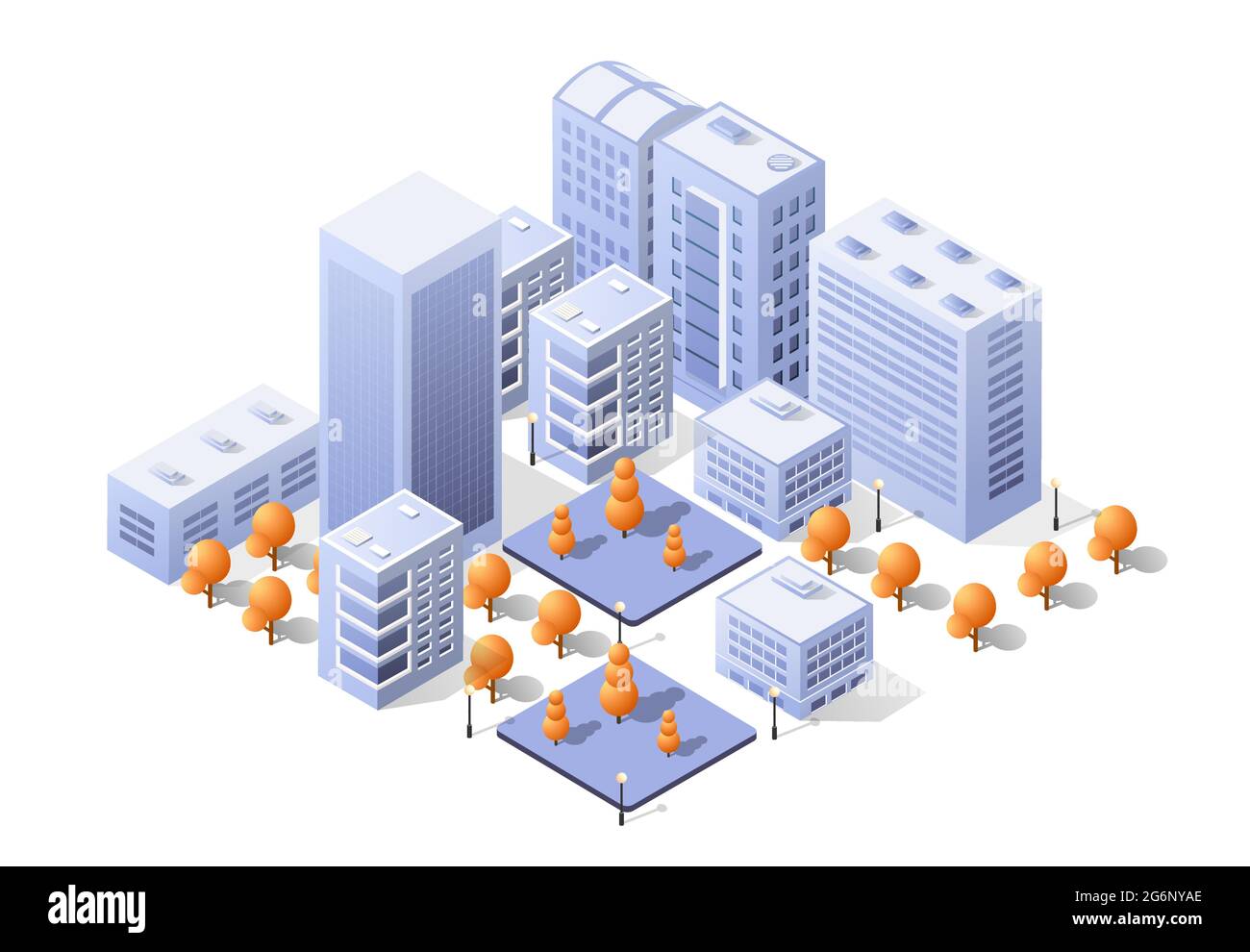 Isometric vector downtown skyscraper illustration of a modern Stock ...