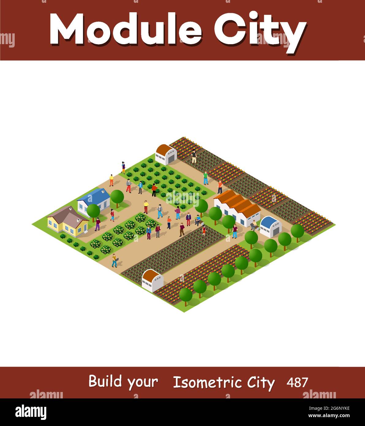 Rural isometric nature ecological farm with beds Stock Vector Image ...