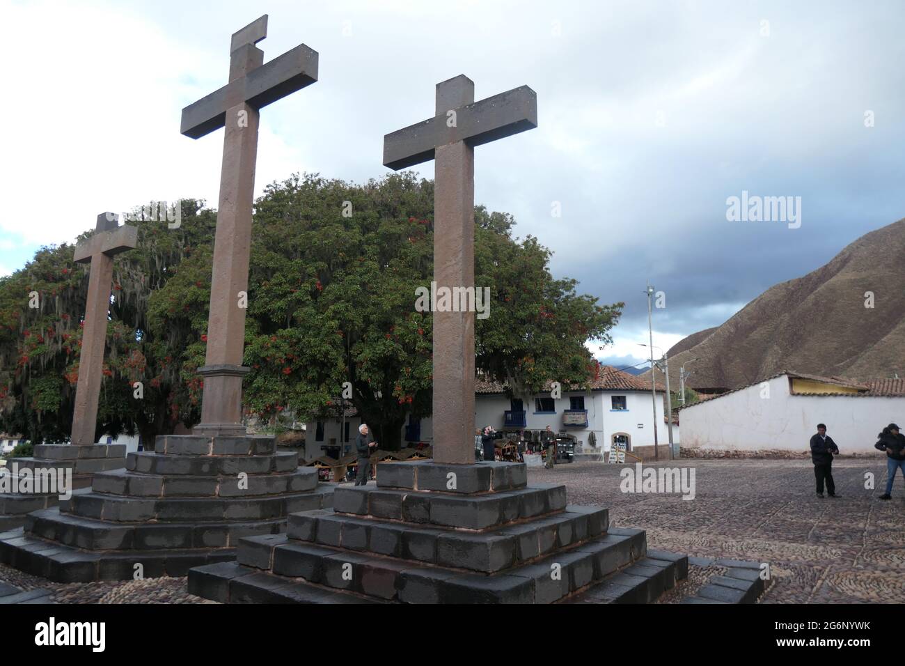 Crosses in a village in the Republic of Peru steps God Jesus holy hill ...