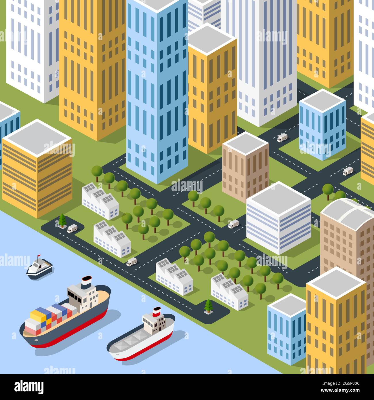 Isometric street people crossroads 3D illustration of a city Stock ...