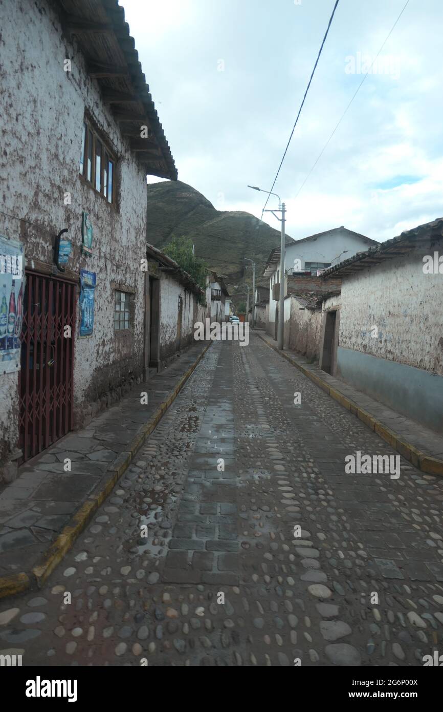 Village street in the Republic of Peru streets door metal rusty cobbles ...