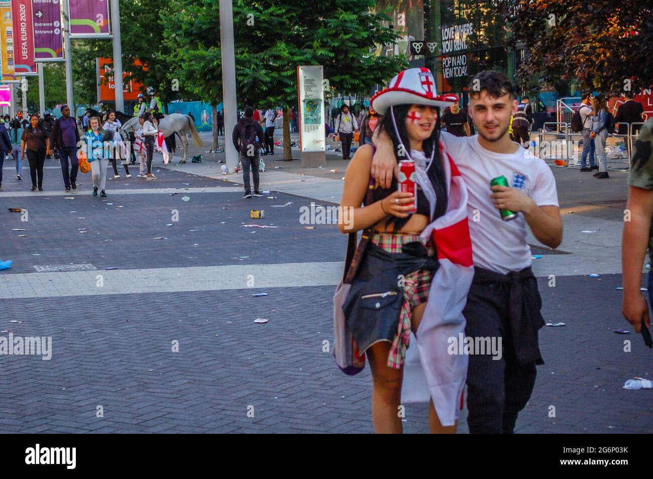 Wembley, London, England. 7th July 2021. England fans outside Wembley ...