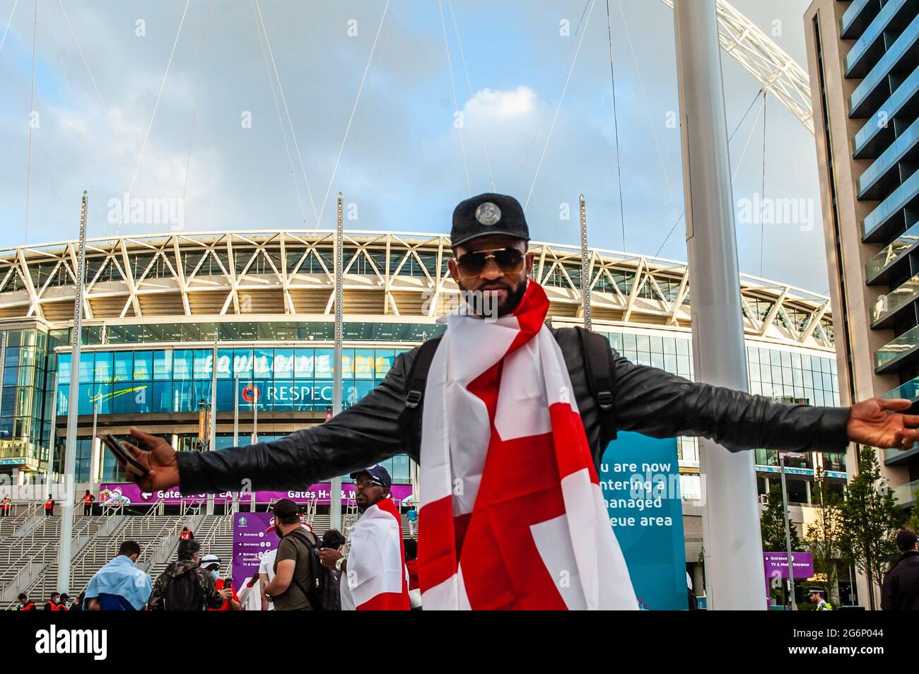 Wembley, London, England. 7th July 2021. England fans outside Wembley ...