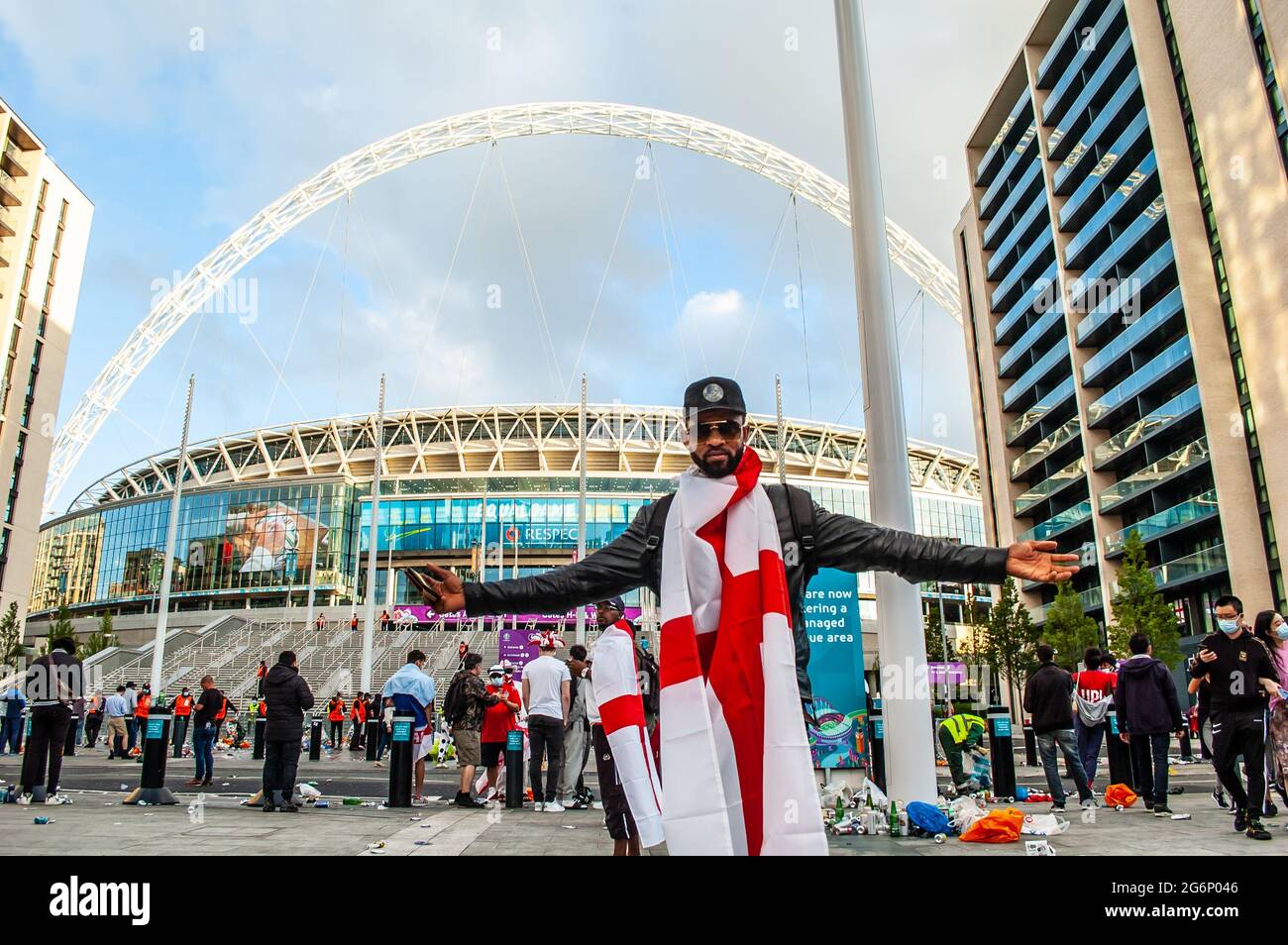 Wembley, London, England. 7th July 2021. England fans outside Wembley ...