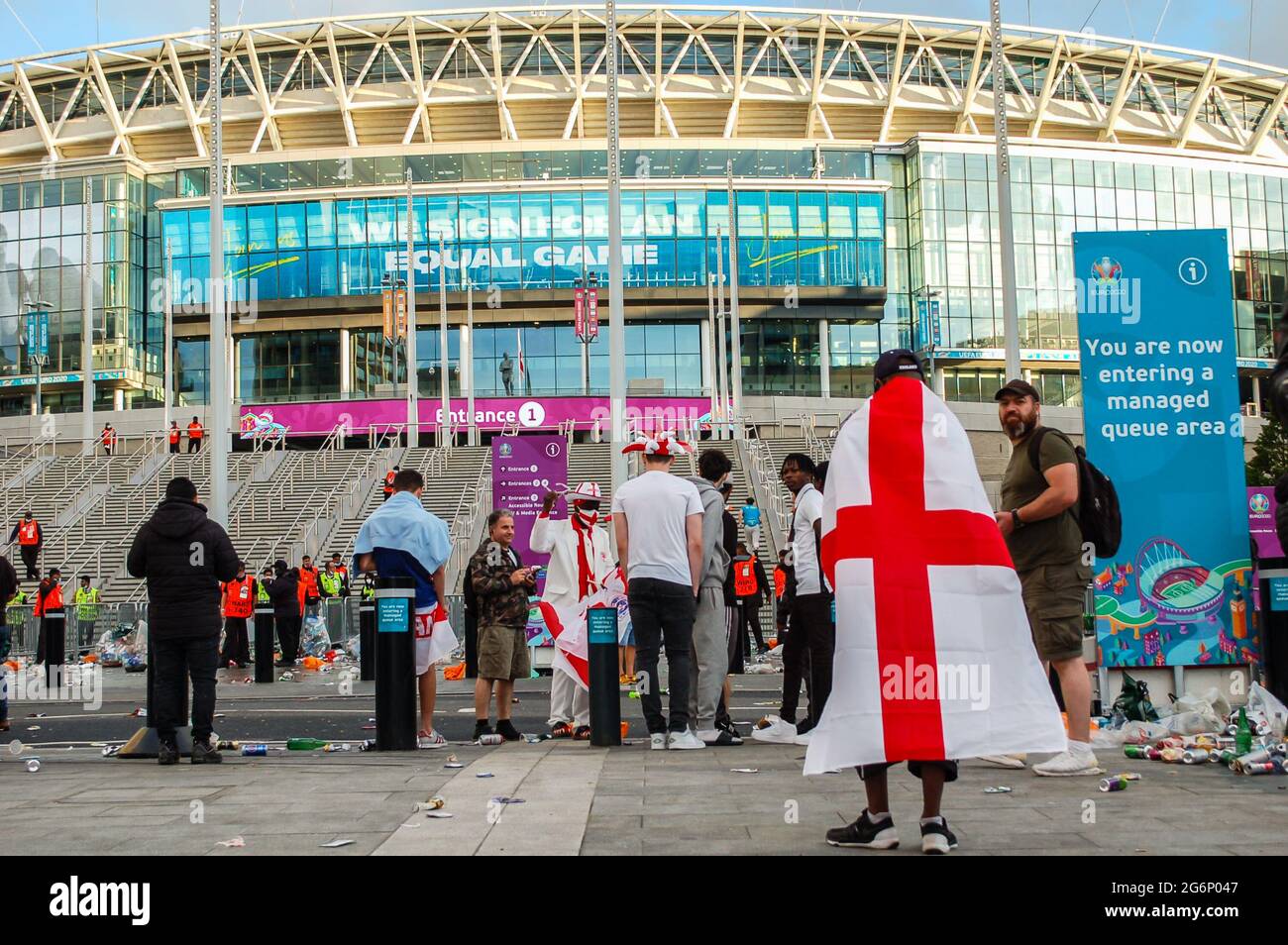 Wembley, London, England. 7th July 2021. England fans outside Wembley ...