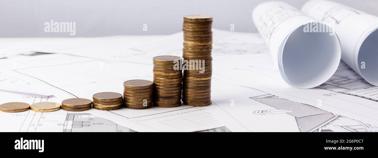 rising design prices, rising construction prices. Banner Stock Photo ...