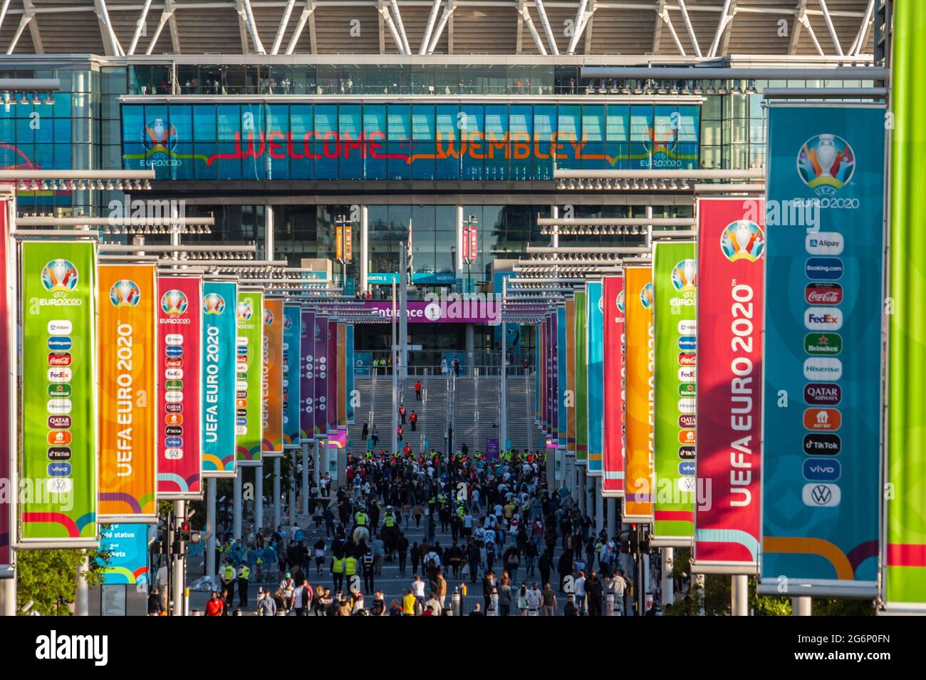 Wembley, London, England. 7th July 2021. England fans outside Wembley ...