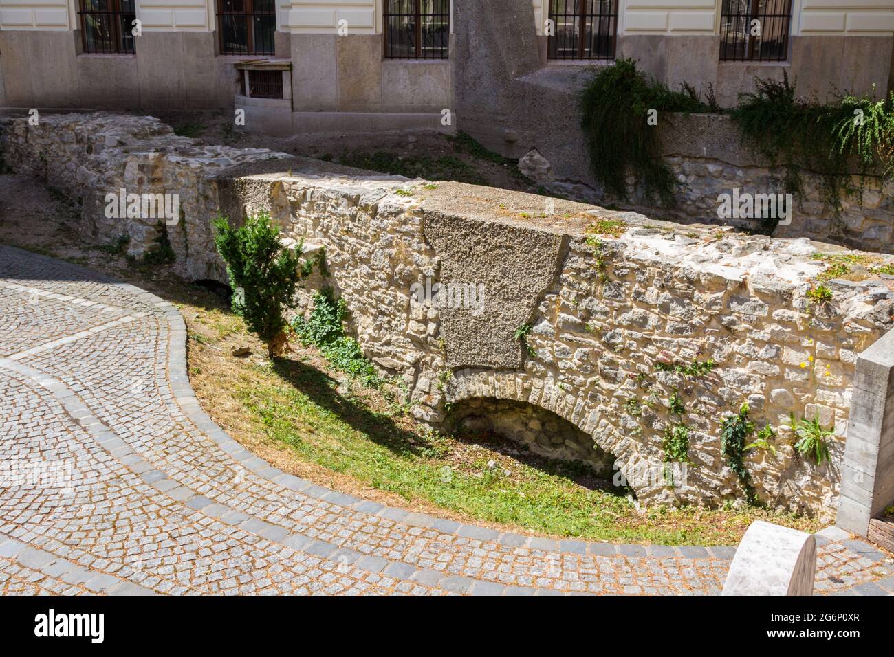 Remains of the Medieval town wall around historical city centre of ...