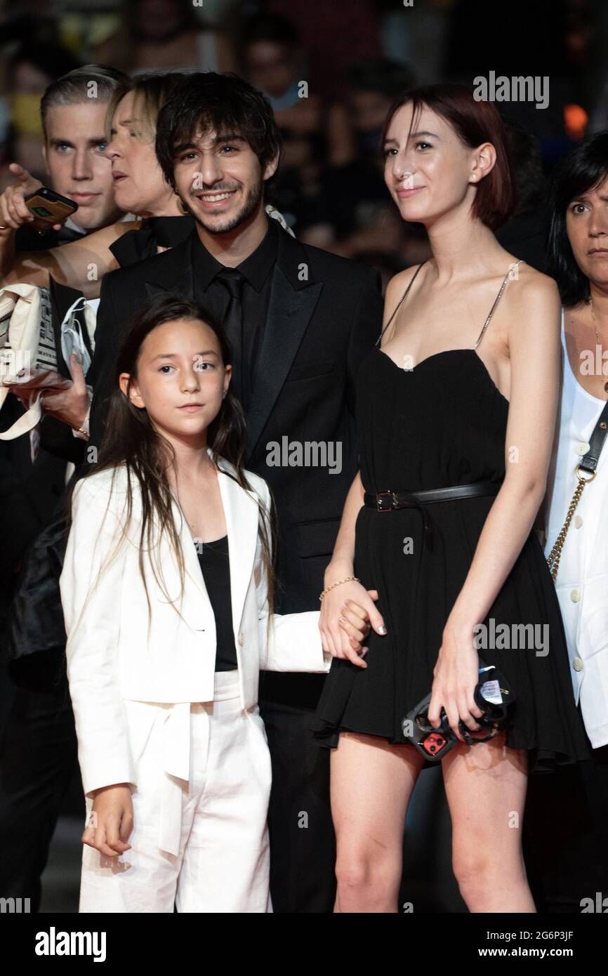 Cannes, France, 7th July 2021. Ben, Alice and Joe Attal, children of ...