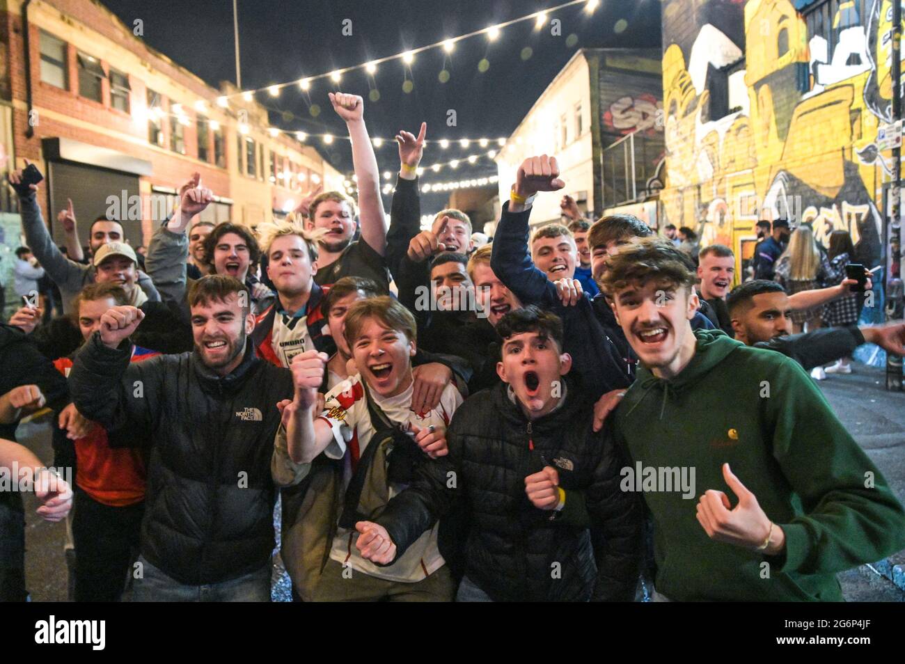 Digbeth, Birmingham July 7th 2021 - Fans celebrate under arches in ...