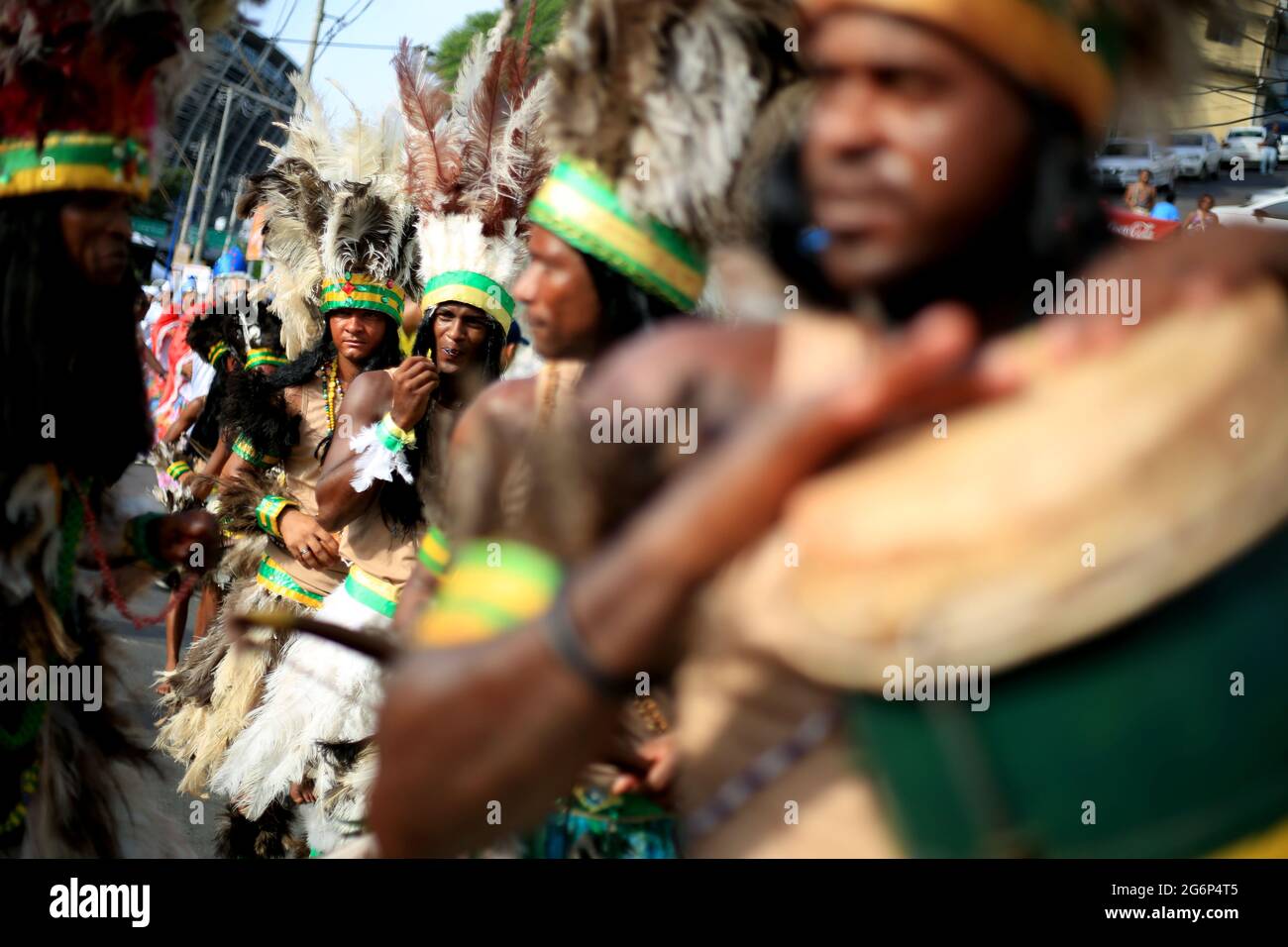 salvador, bahia, brazil - january 24, 2016: Members of the cultural ...