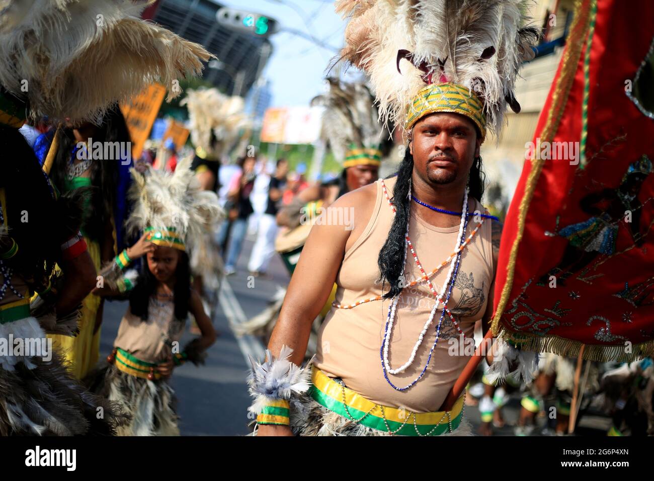 salvador, bahia, brazil - january 24, 2016: Members of the cultural ...