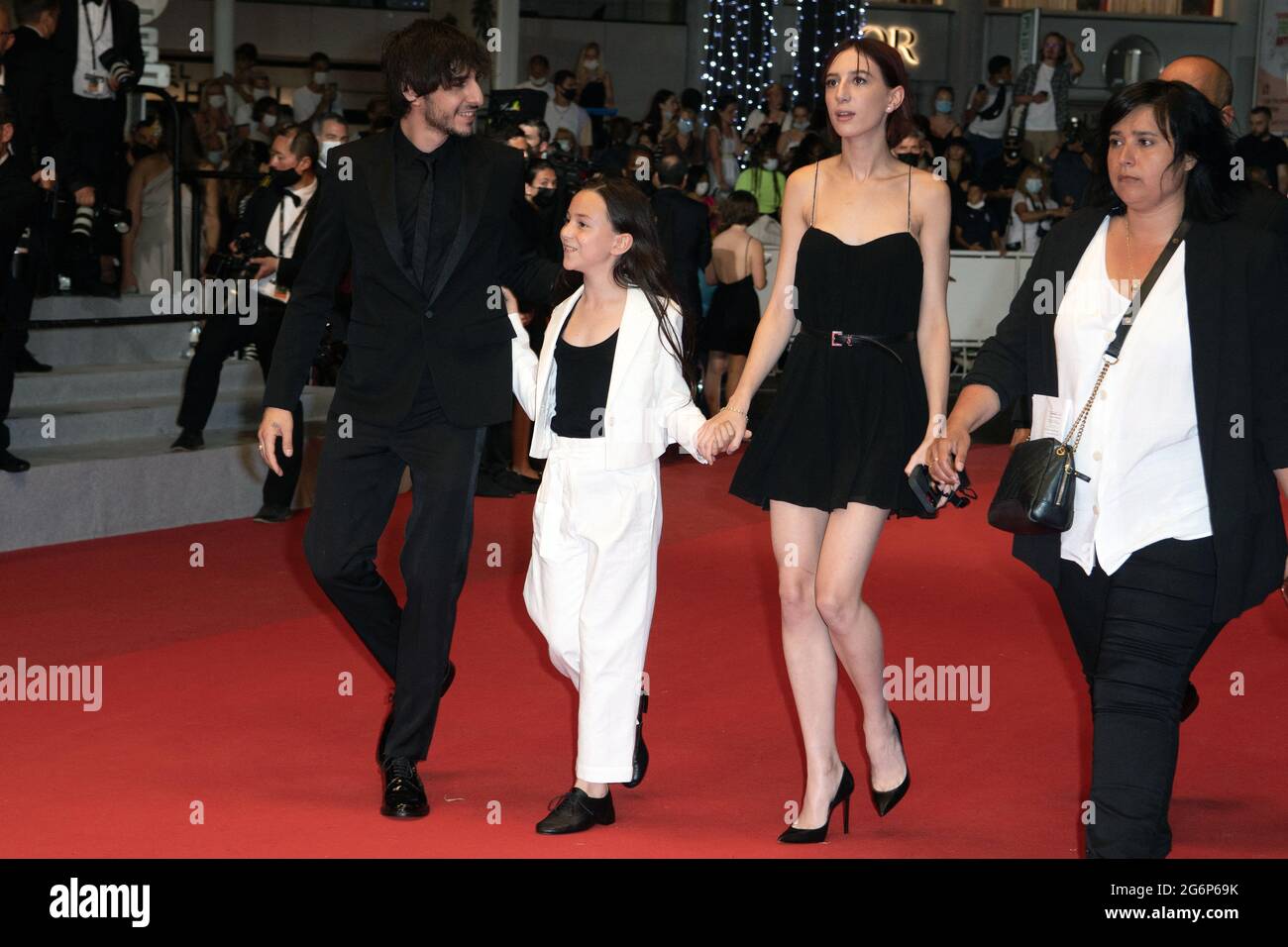 Cannes, France, 7th July 2021. Ben, Alice and Joe Attal, children of ...