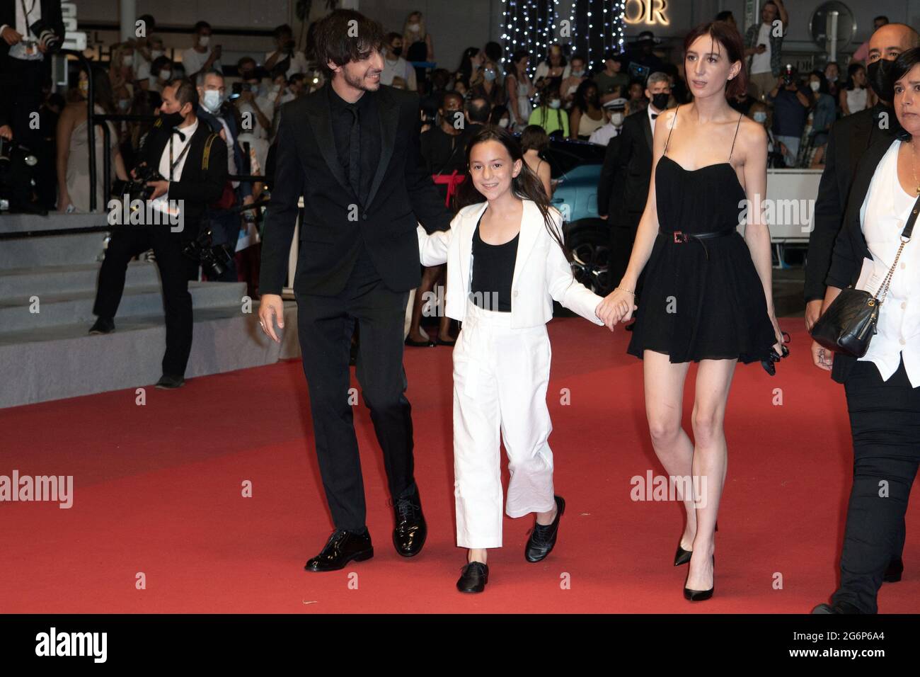 Cannes, France, 7th July 2021. Ben, Alice and Joe Attal, children of ...