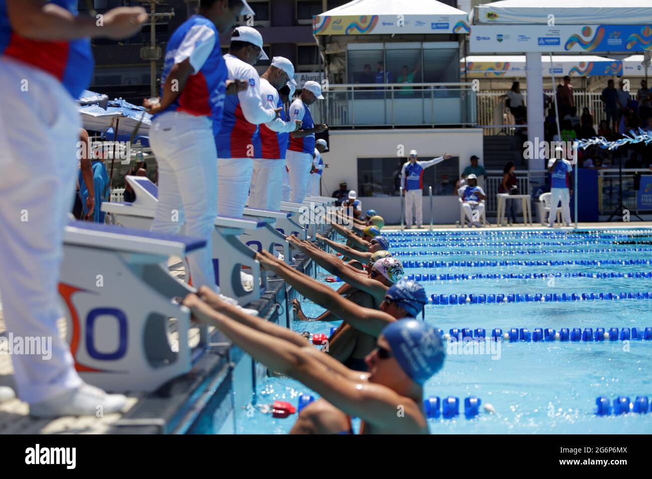 salvador, bahia, brazil - september 13, 2019: Swimmers are seen in a ...