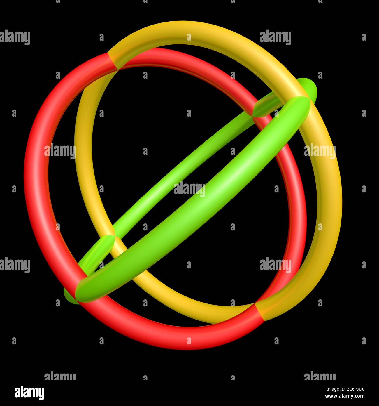 Abstract gyroscope with colored circles - 3D rendering illustration ...