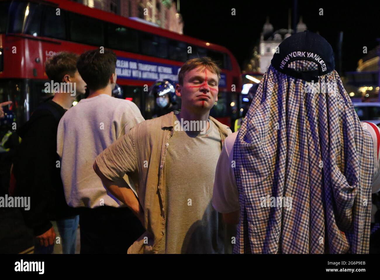 London, England, UK. 7th July, 2021. England fans swarm central London ...
